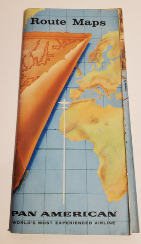 VINTAGE PAN AMERICAN PAN AM AIRLINES FOLDED FLIGHT MAP LOT CS HAMMOND ...