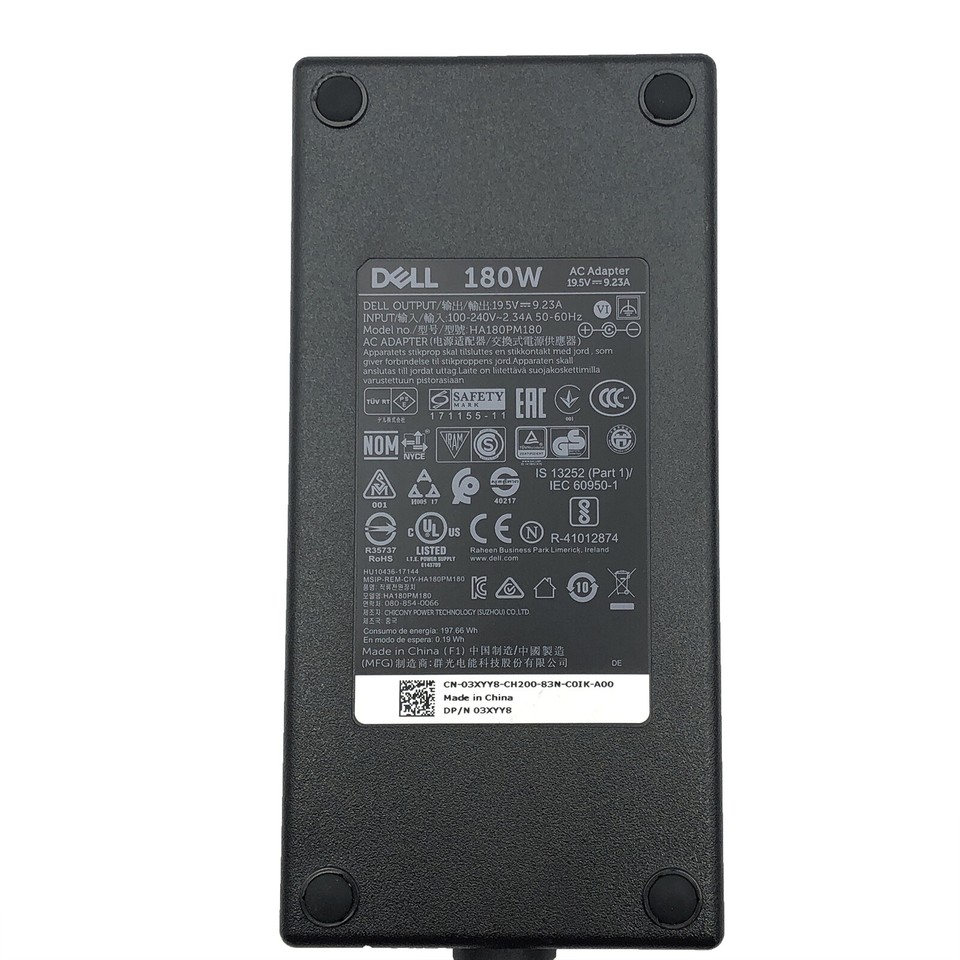 NEW Genuine Dell DA180PM111 AC Adapter 19.5V 9.23A Power Supply WW4XY ...
