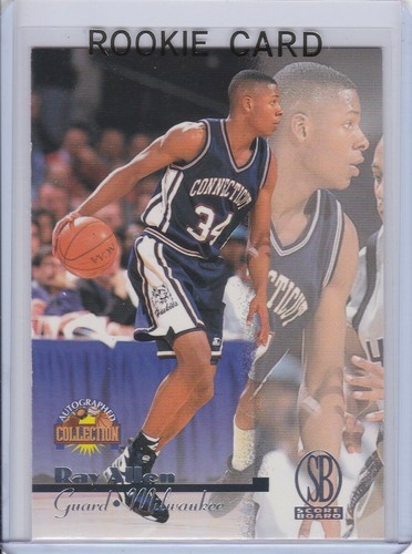 RAY ALLEN ROOKIE CARD 1996 SB AUTOGRAPHED Basketball UCONN RC Bucks ...
