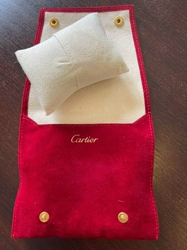 CARTIER Suede Suede-like Travel Watch Case w/Pillow Jewelry Pouch RARE ...