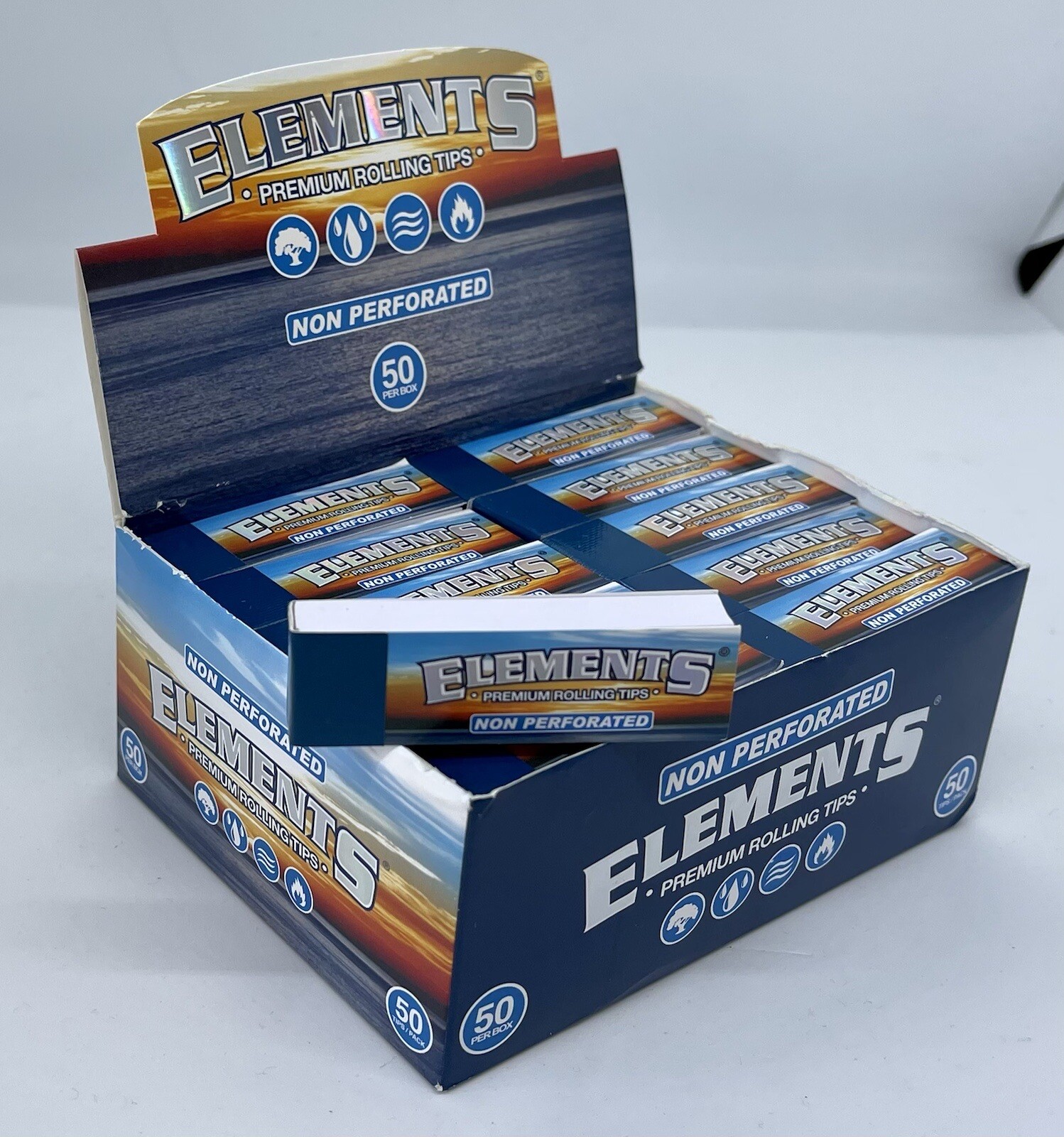 Elements Rolling Papers King size Slim Blue Skins & Roach Tips Filters ...