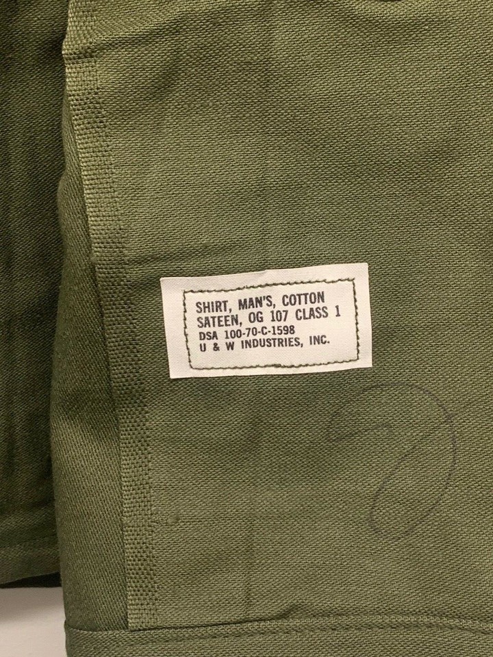 NOS OG107 Fatigue Shirt, Size 15 1/2 x 33, 1970, US Army Q-95 | eBay