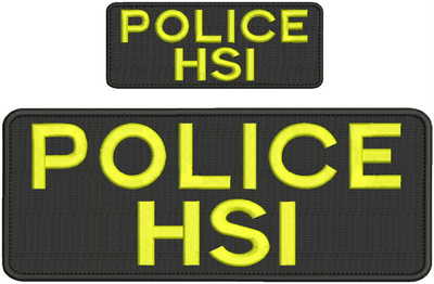 POLICE HSI embroidery patches 4x10" and 2x5 hook on back black letters ...