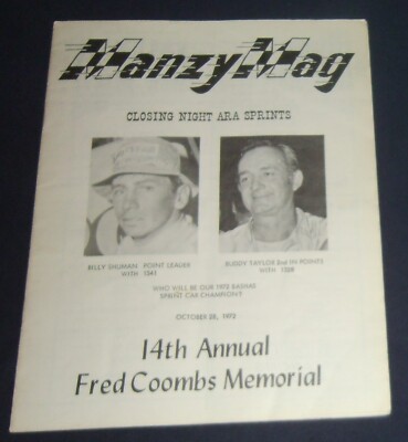 1972 Manzanita Speedway 14th Annual Fred Combs Memorial Program | eBay