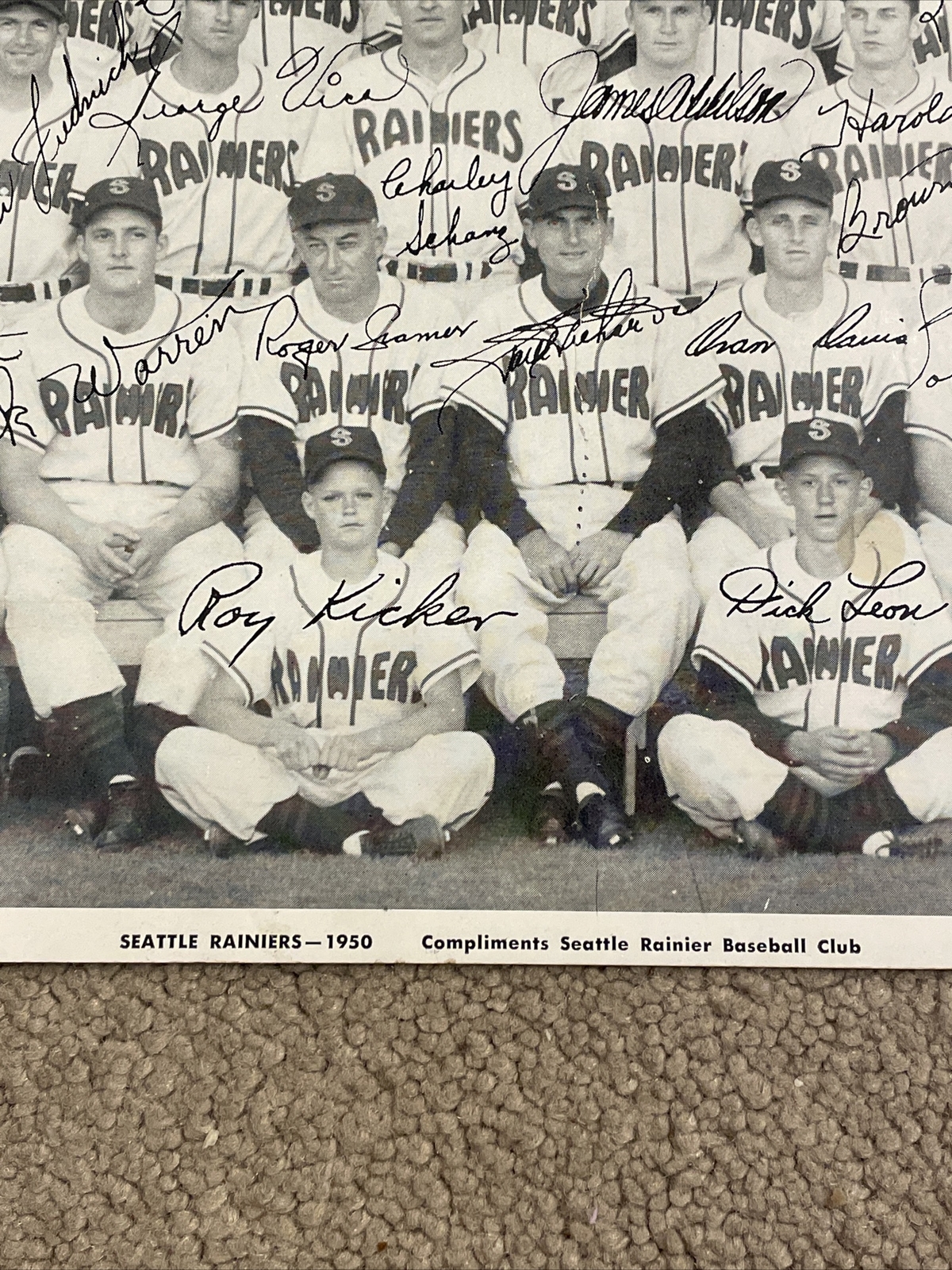 Original - 1950 Seattle Rainiers Baseball - Team Issued Photo - PCL ...