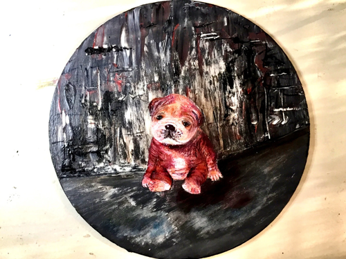 Teddy bear acrylic painting on round 30 sm/9.4 inches canvas board. | eBay