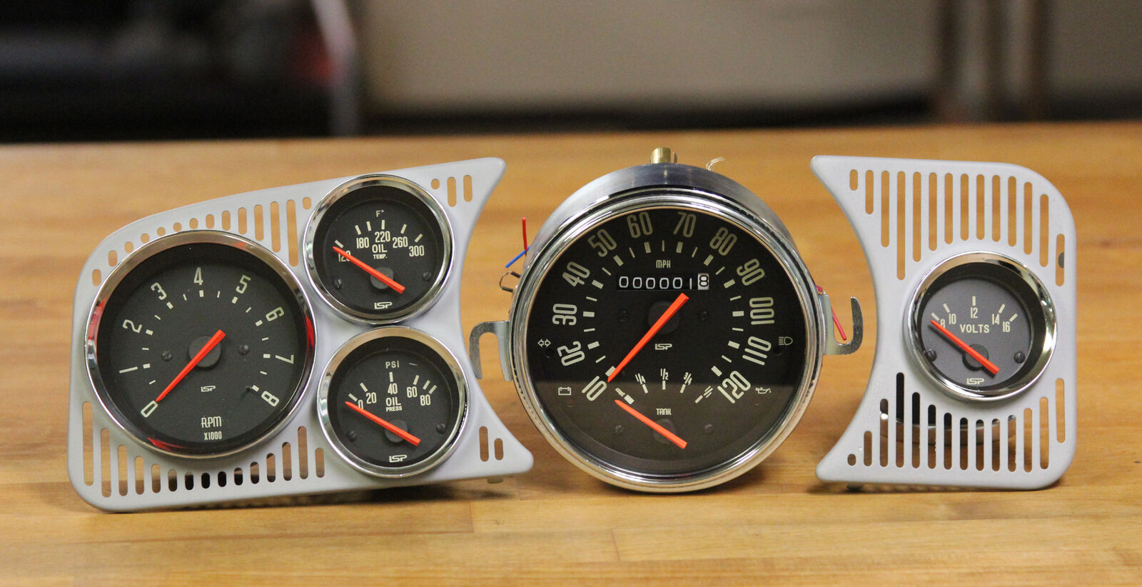 VW TYPE 1 BUG ISP RALLY GAUGE SET 120MPH SPEEDO w/GAS TACH OIL PRESSURE ...