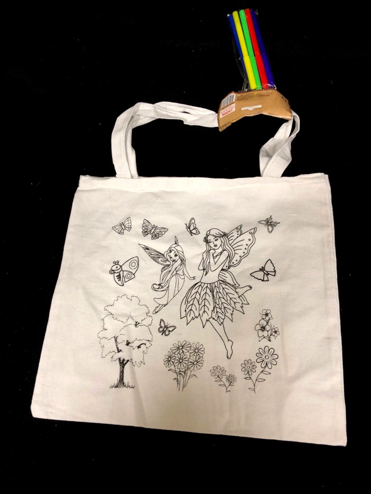LARGE 6x Kids Colour In Your Own Tote Bags W Marker Textas 35x36cm ...
