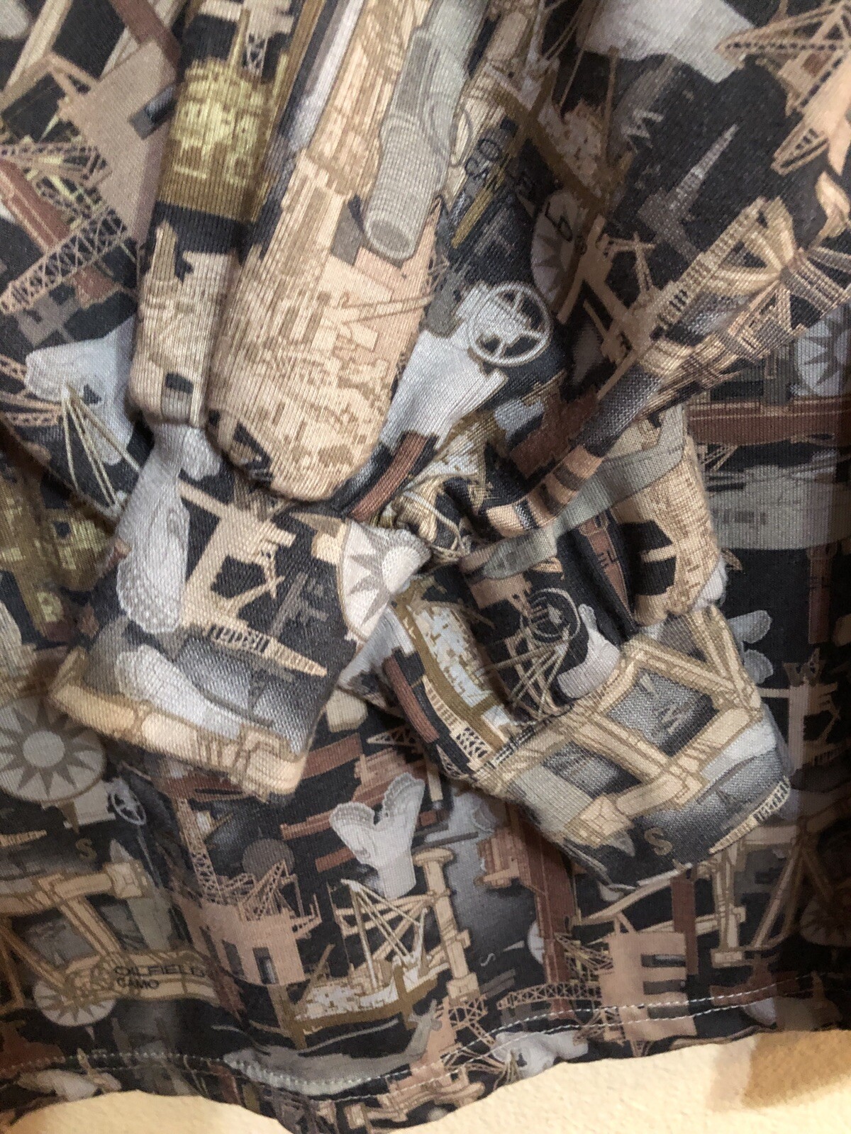 Men’s M Oilfield Camo Camouflage Rig Roughneck Polyester Long Slv T ...