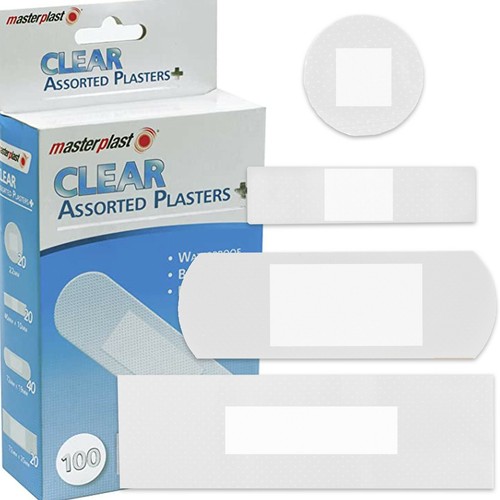 100 x Waterproof Clear Plasters Assorted Small-Large First Aid Bandage ...
