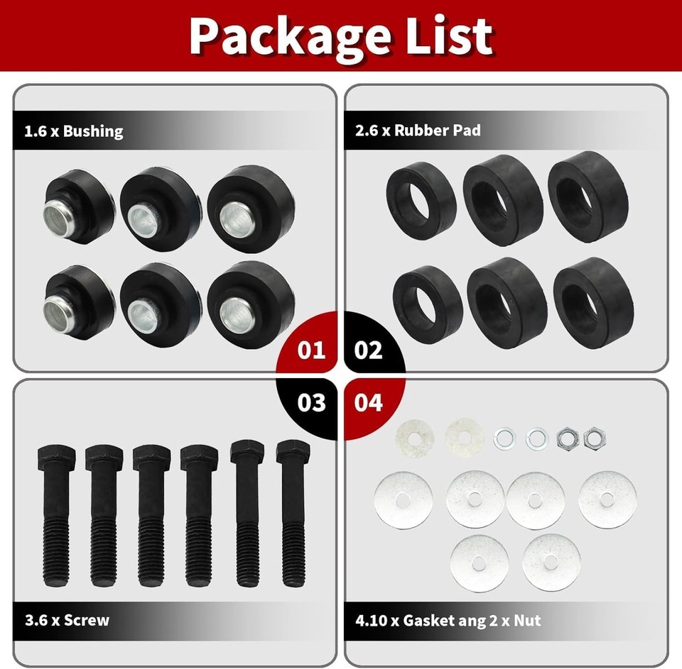 Subframe Body Mount Bushing Kit with Hardware Bushings Sub Frame Bolts ...