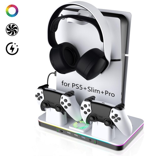 PS5/Pro/Slim Stand and Cooling Station with Dual Controller Charger for ...