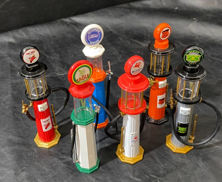 Gas Pump Replica lot of 6 - Ford Philips Fire Chief Eagle Mobilgas John ...