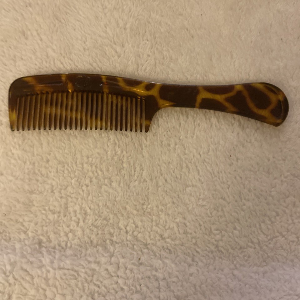 Vintage Goody Comb Mock Tortoise Shell Animal Print 8” Wide Teeth Brown ...