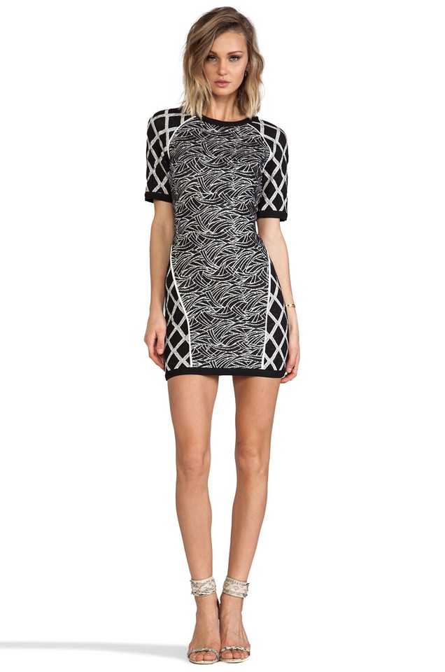 Elizabeth and James Agron Rhombus Jacquard Dress SZ S Black Mrsp $445 | eBay