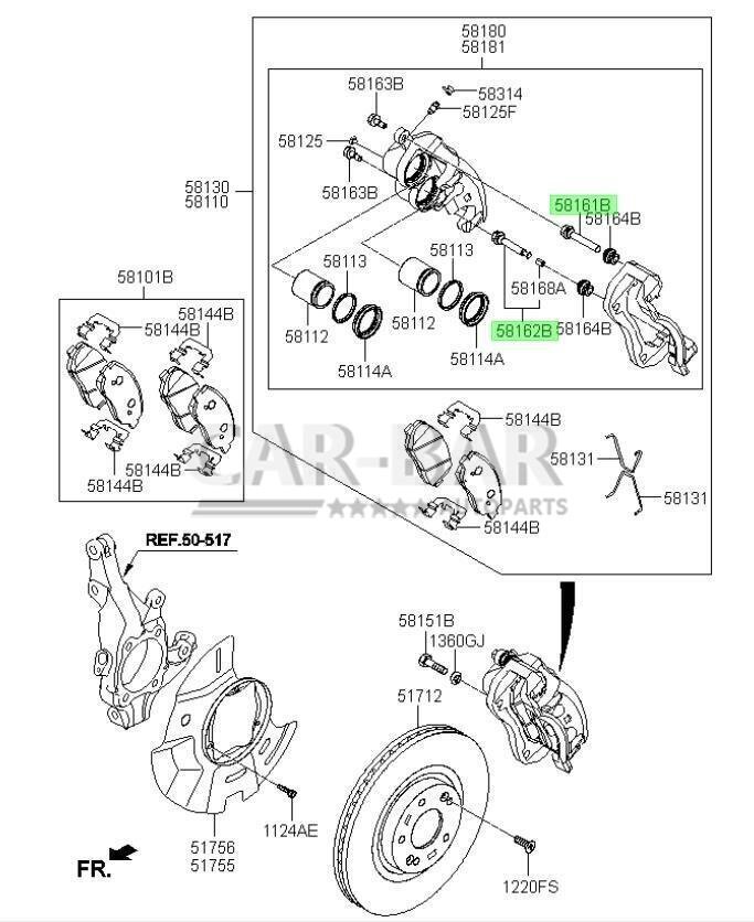 4PCS Guide Rod Assembly 581612F300 ( A )58162 2F300 ( B) for Various ...
