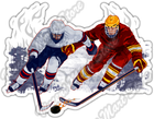 Funky Hockey Player Puck Skating Sport Car Bumper Vinyl Sticker Decal 5 ...