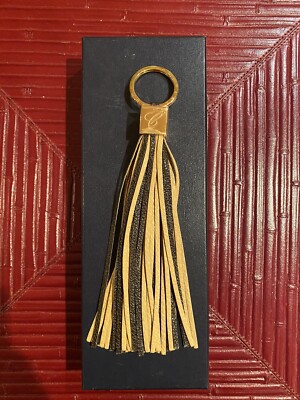 Chopard Leather Tassle Key Ring Bag Charm Black/Beige | eBay