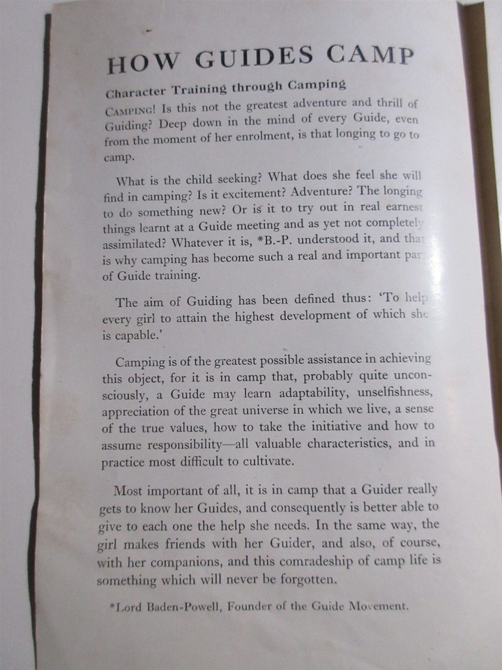 1950 Girl Guides Association How Guides Camp brochure Great Britain ...