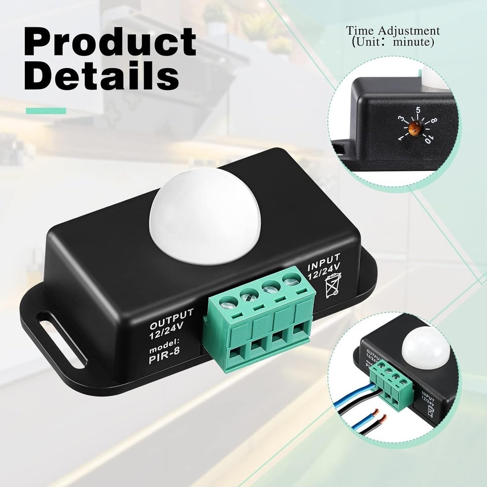 12-24V PIR Sensor LED Motion Sensor Switch Motion Timer Function Sign ...