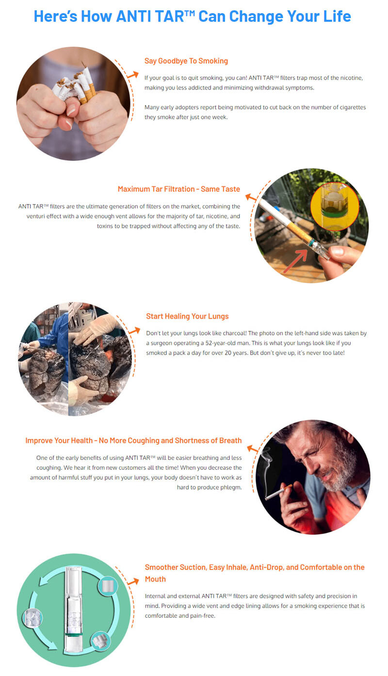 [BUNDLE-6] ANTI TAR® TripleGuard Cigarette Filter Tips Holder Tar Bar ...