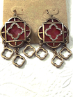 Erica Lyons Dangle Earrings New NWT USA Amber Cabs Rhinestones Filigree ...