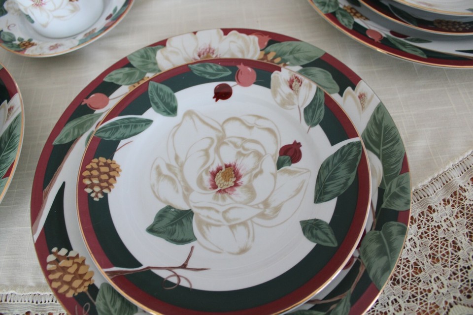 Tienshan Magnolia Dinnerware Set 5 Piece Place Setting For 12 & Serving ...