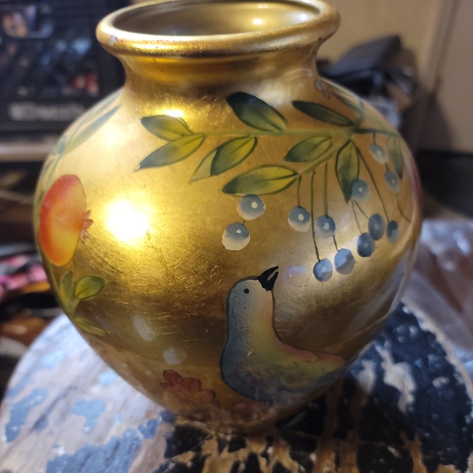 Sadek Andrea Asian Art Inspired, Gold-Painted Parakeet 9 Decorative ...