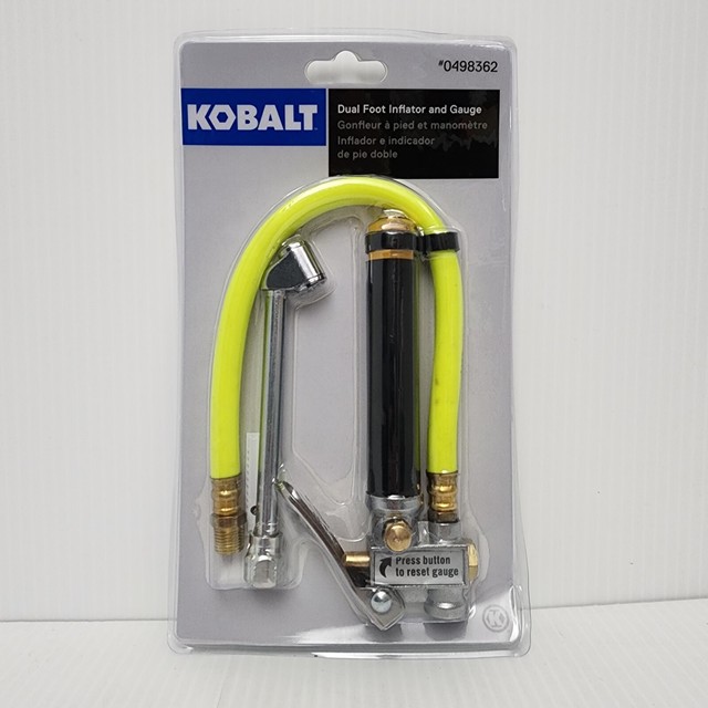 Kobalt Dual Foot Inflator 20-120 PSI Steel Gauge Relief Valve Tire ...
