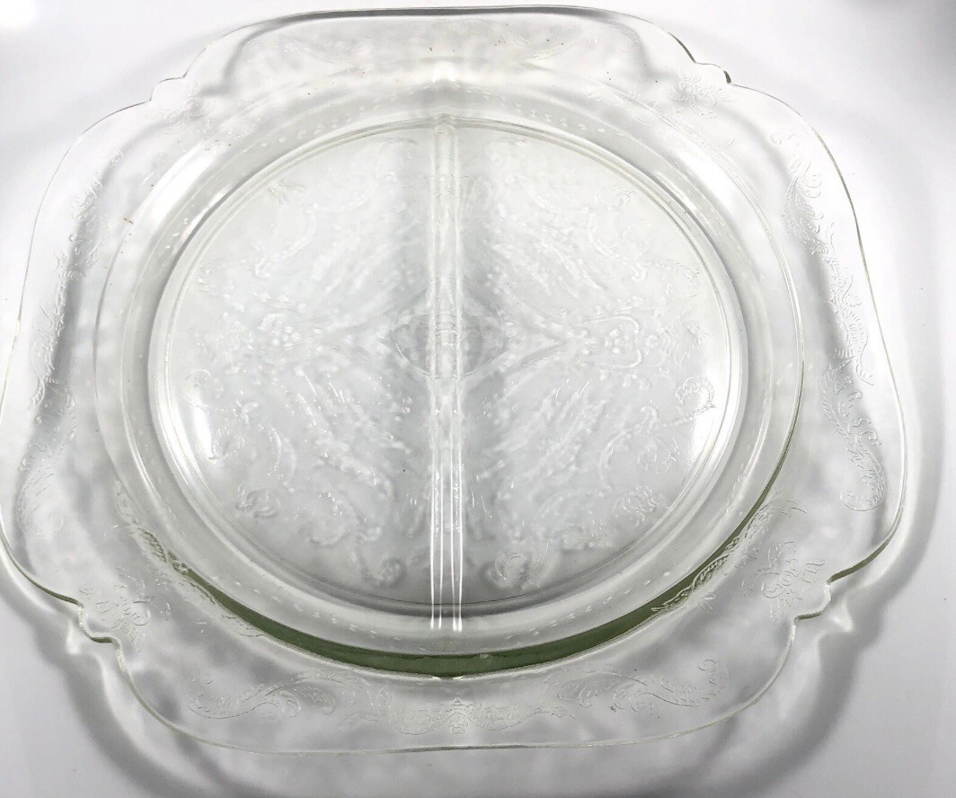 Divided glass dish- Divided Serving Plate- Crystal Serve ware - Vintage ...