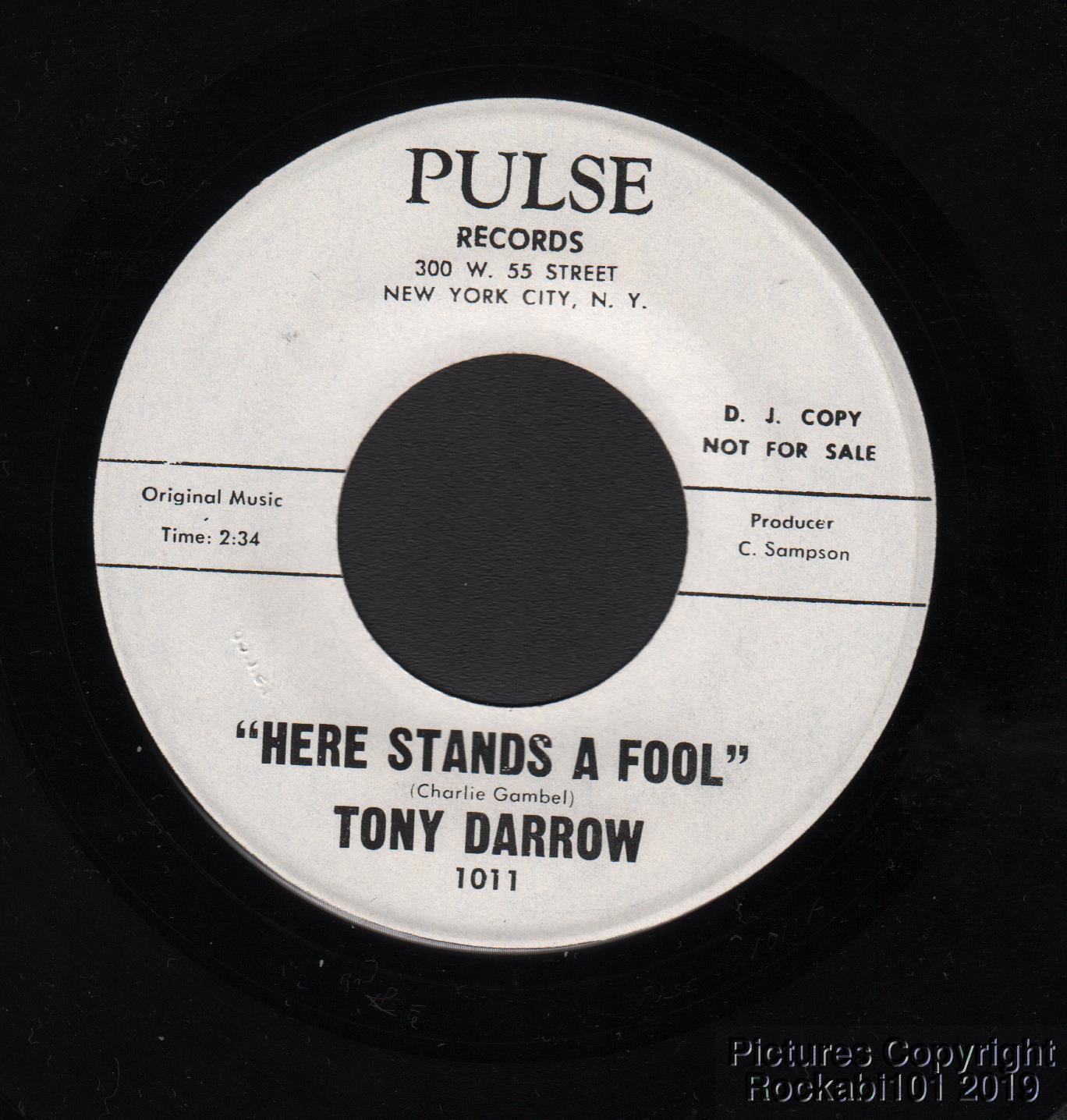 Hear 1966 Tony Darrow Pop DJ 45 - Here Stands a Fool / Bella Bella Mia ...