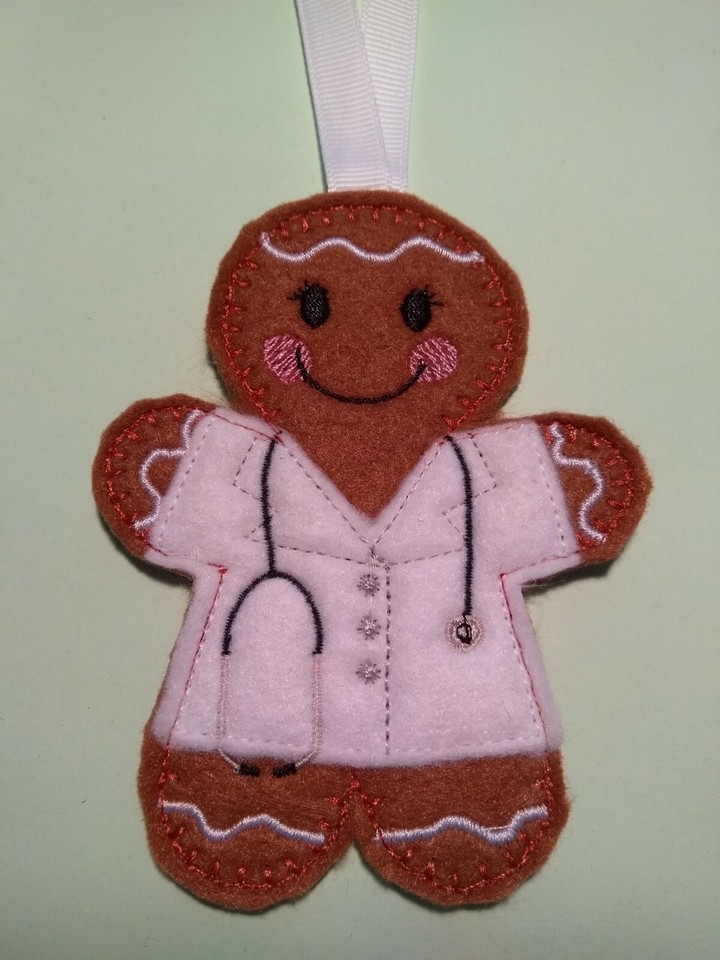 Embroidered Gingerbread Man Decoration ~ Medical Nurse Doctor Paramedic ...