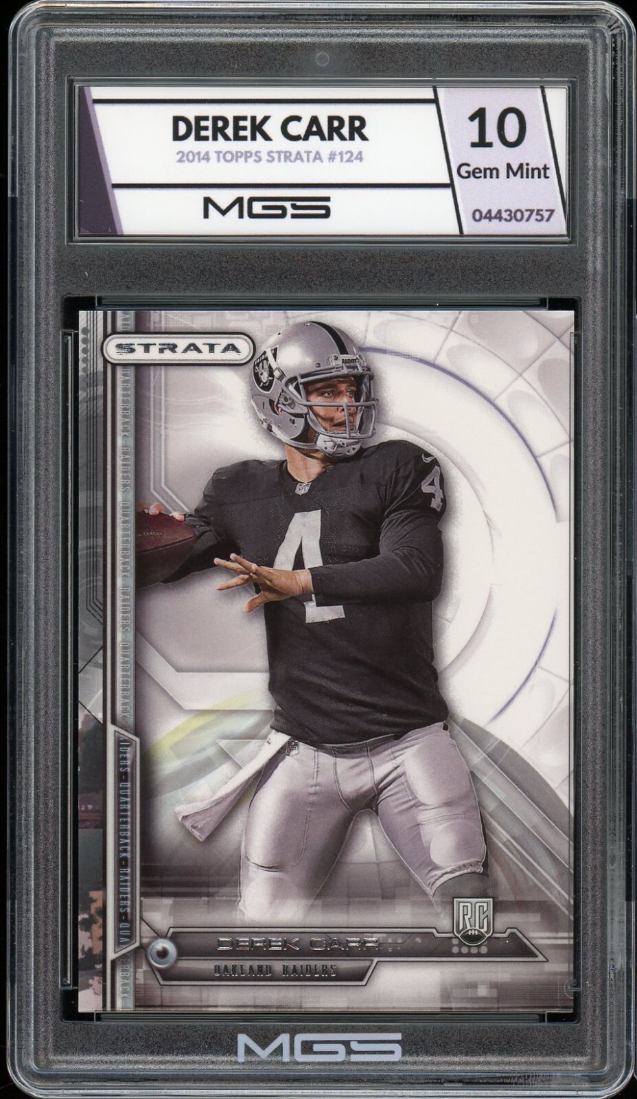 2014 Topps Strata #124 Derek Carr Rookie Card MGS Graded 10 Gem Mint RC ...