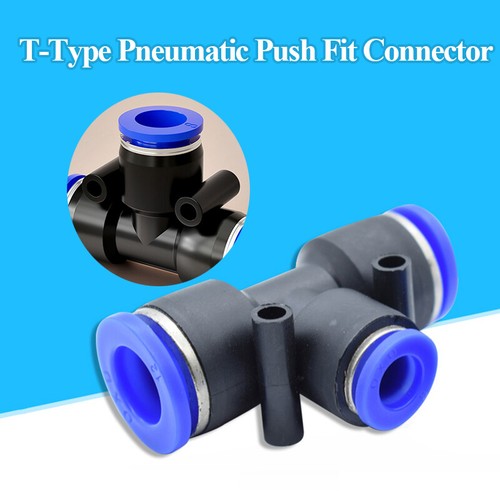 T-Type Nylon Pneumatic Push Fit Connector Fittings Plastic Quick ...