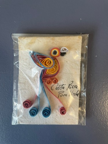 Costa Rica Souvenir Magnet Hand Made with Wood and Recycled Paper Bird ...