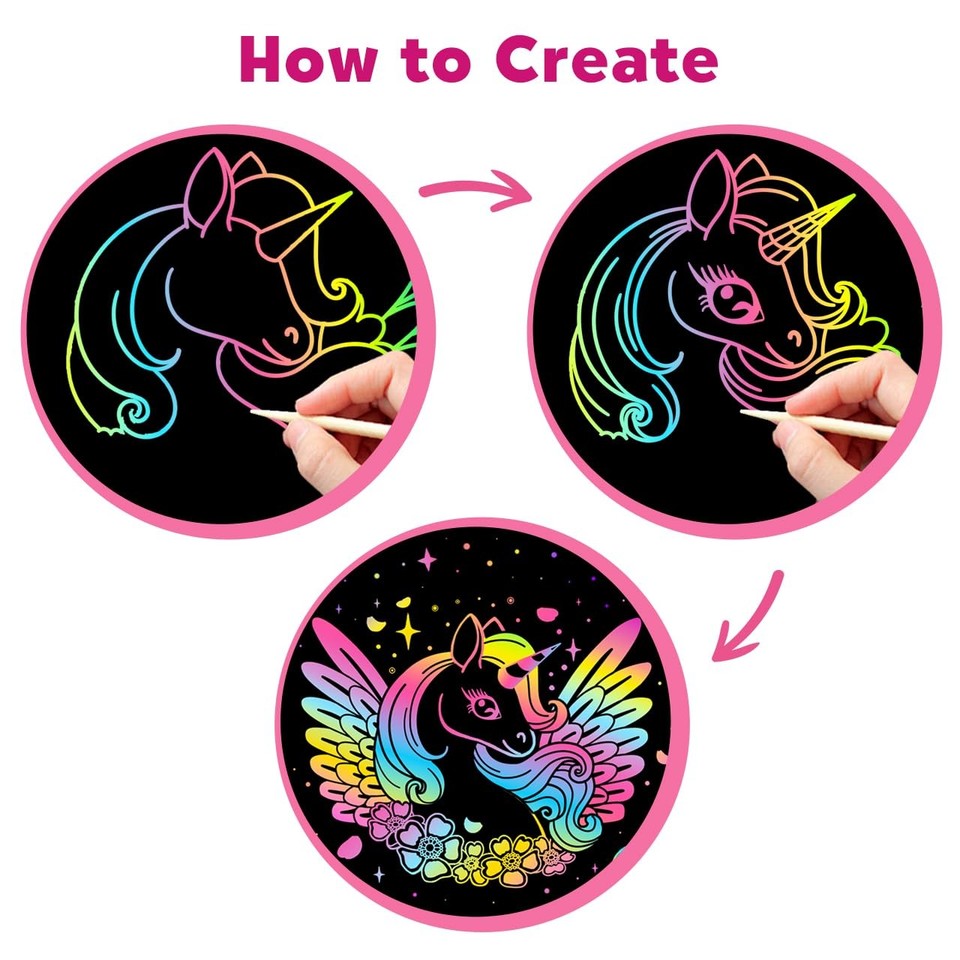 ZMLM Scratch Paper Art Set, 60 Pcs Rainbow Magic Scratch Paper for Kids ...