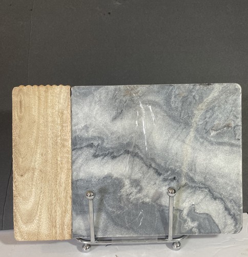 Mud Pie Beaded Wood & Marble Cutting Board, Gray, 8"X12” Plus Stand | eBay