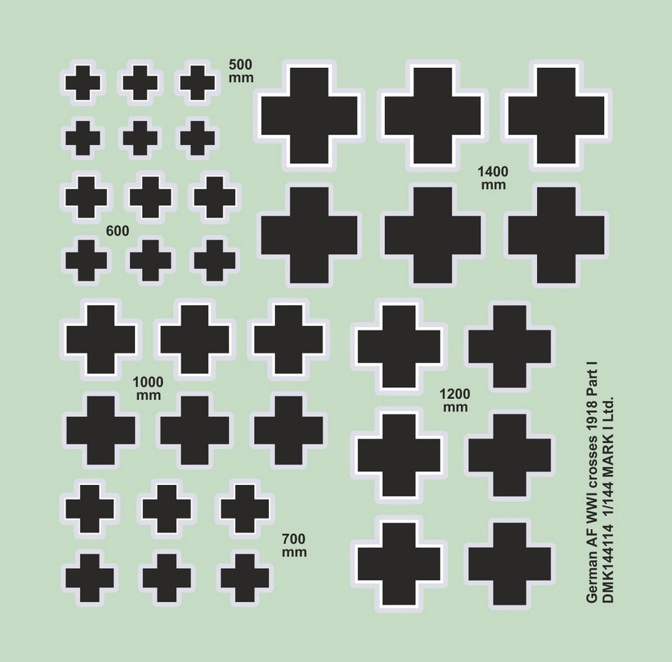 1/144 Decals: Germasn Crosses WW1 1918 Pt1 Various Sizes #DMK144114 ...
