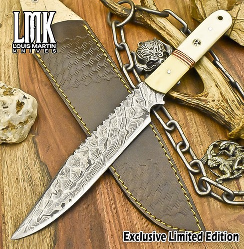 LMK Custom Hand Forged Full Tang Knife Twist Damascus Bone Outdoor ...