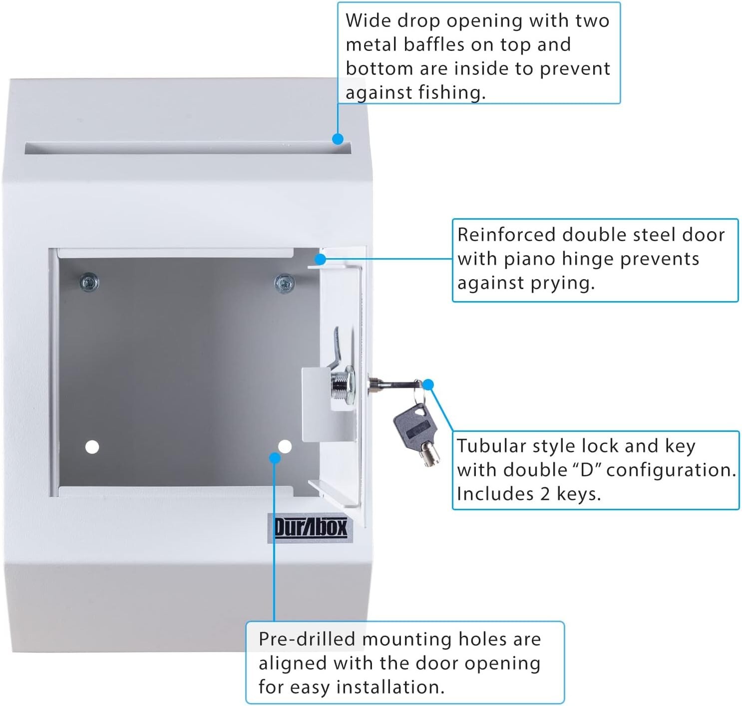Heavy Duty Wall Mount Locking Deposit Drop Box Safe W300 (Grey) | eBay
