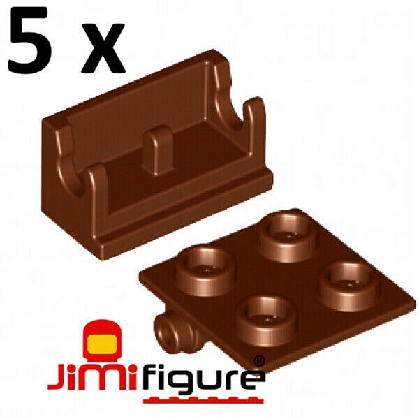 NEW 5 x LEGO 1x2 Hinge Brick with 2x2 Top Plate Reddish Brown 3937 6134 ...