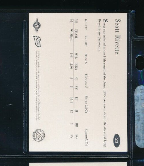 1996 Best #23 Scott Rivette West Michigan Whitecaps Signed Autograph ...