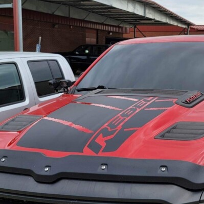Compatible with Ram Rebel Vinyl graphics TATTERED Lines Hood & Bedsides ...
