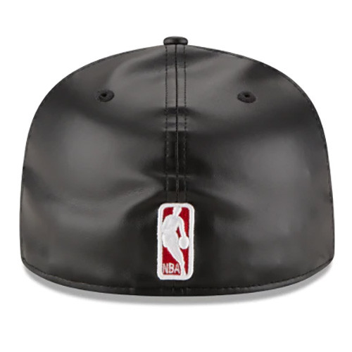 New Era NBA Chicago Bulls 5950 Black Fitted Hat Faux Leather Red Front ...