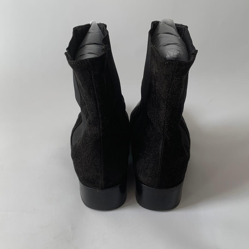 CHANEL Side Gore Boots Black Suede & Patent Leather Women’s Shoes US 7 ...