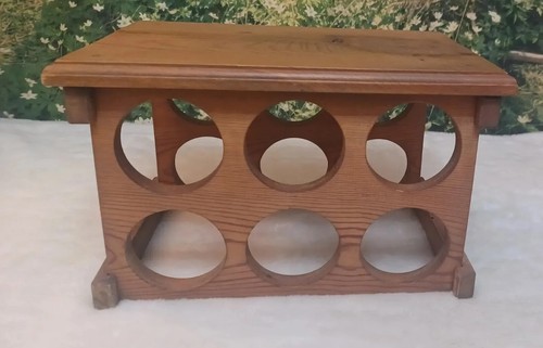 Vintage 6 Bottle Pine Wood Wine Rack Rustic Mid Century MCM Cabin Bar ...