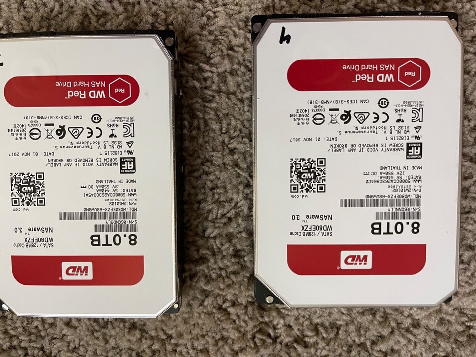 4 Western Digital Red 8Tb NAS - 32Tb Total - Model: WD80EFZX-68UW8N0 | eBay