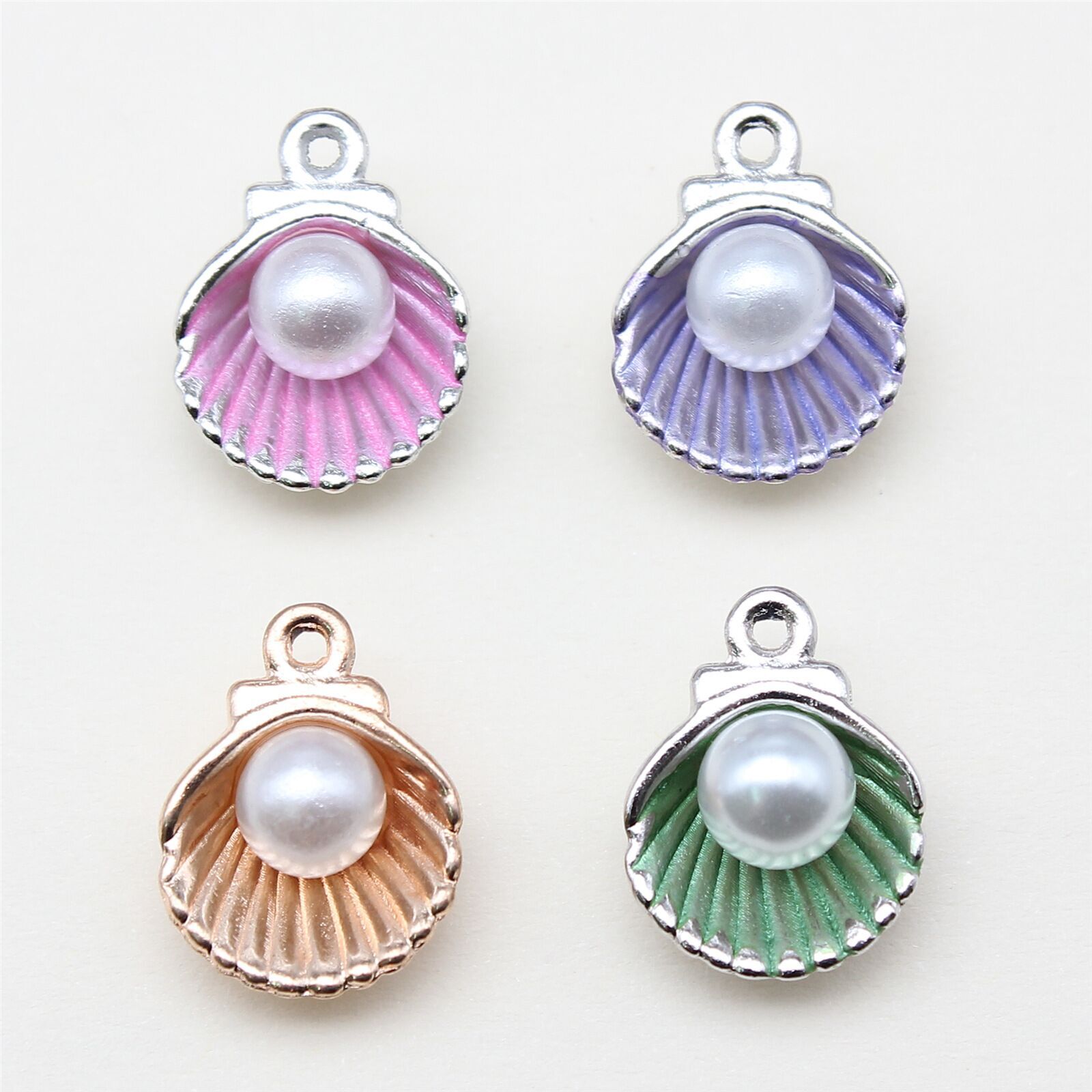 50 pcs Tibetan Silver Alloy Enamel Shell Pearl Charms 15X12MM DIY ...