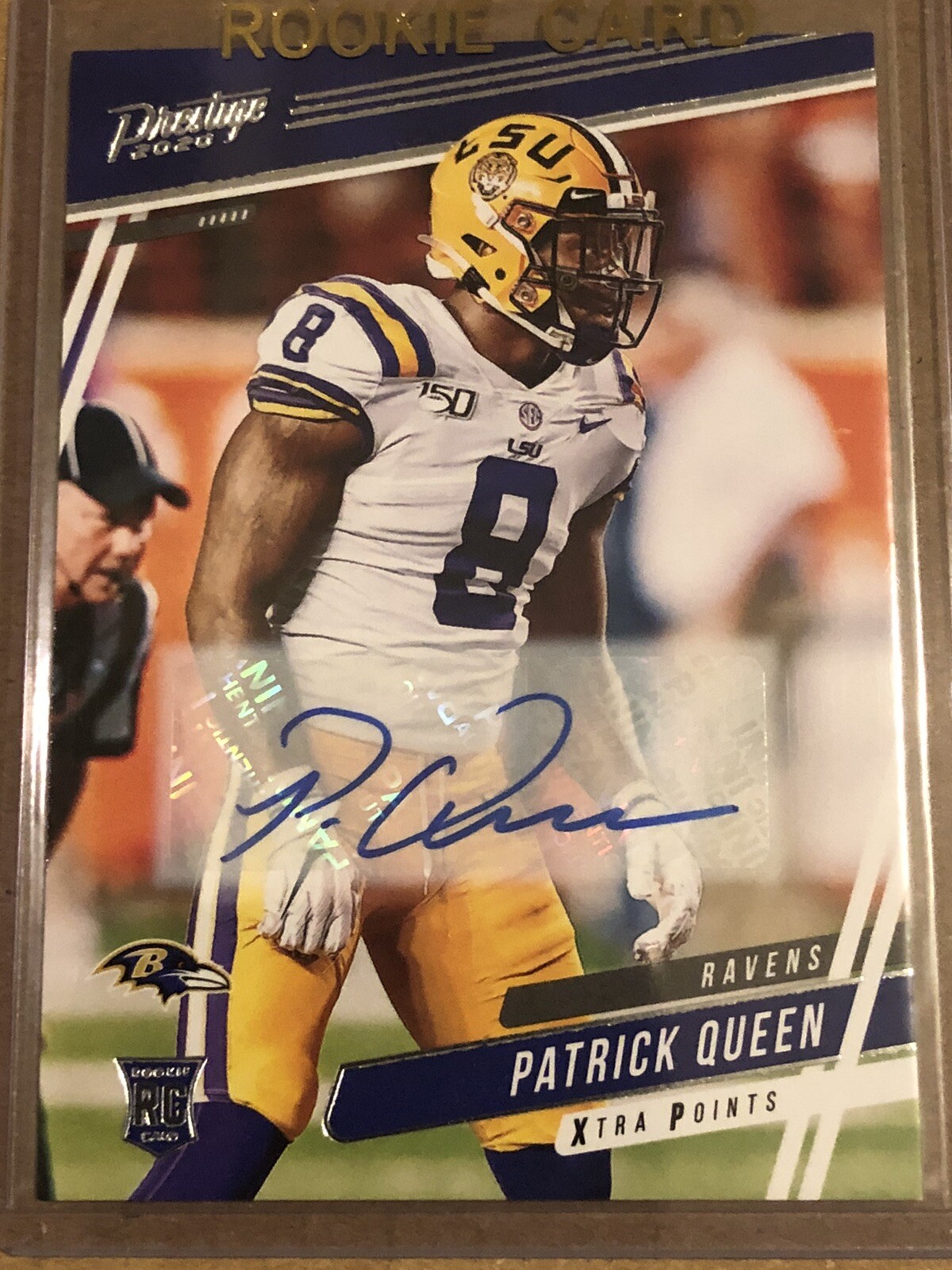 2020 Panini Prestige Football Auto Patrick Queen LSU Baltimore Ravens ...