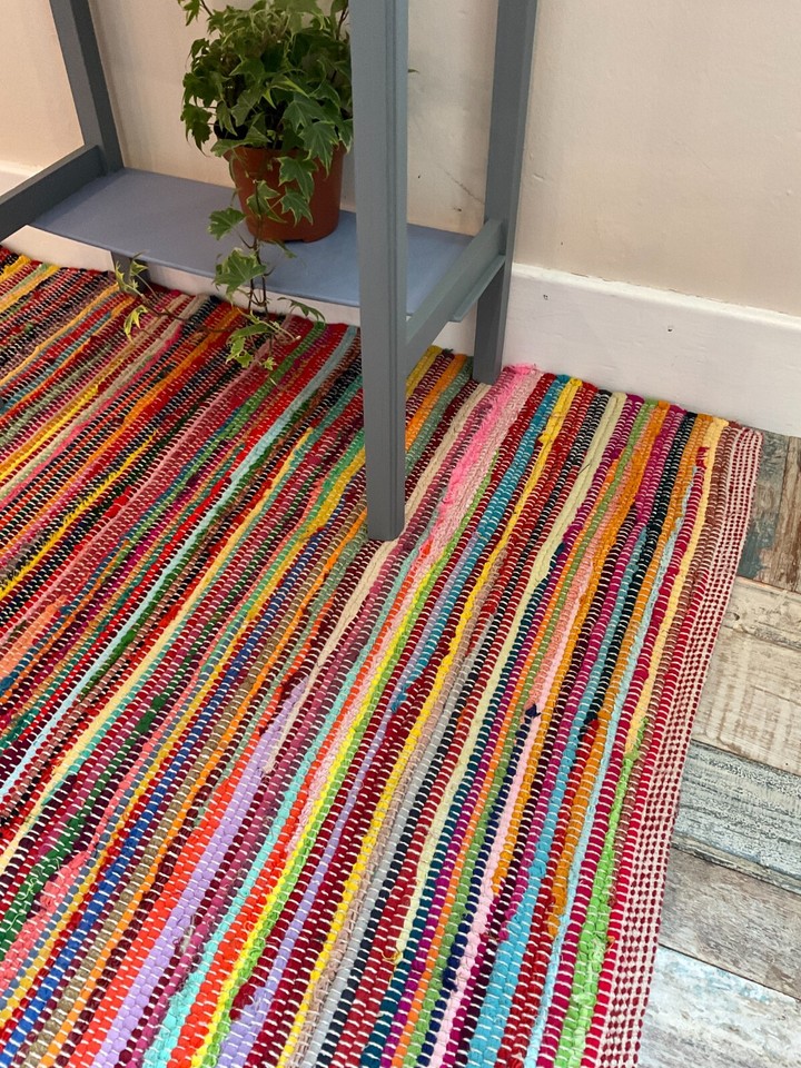 Rag Rug Rainbow Rugs Multi Colour Chindi Floor Mat Striped Mats ...